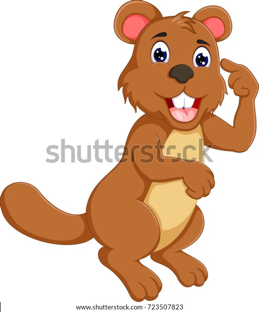 Funny Marmot Cartoon Cartoon Standing Thinking Stock Vector (Royalty ...