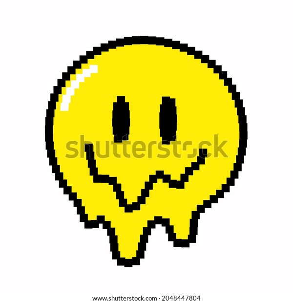 Funny Melt Smile Face Pixel Art Stock Vector (Royalty Free) 2048447804 ...