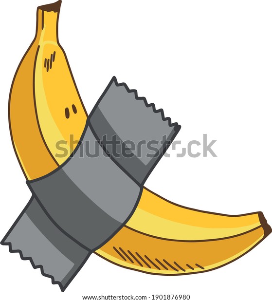 Funny Meme Banana Cute Face Hand Stock Vector (Royalty Free) 1901876980