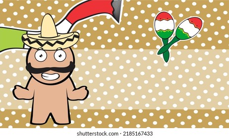 Funny Mexican Character Cartoon Background Mexican Stock Vector ...
