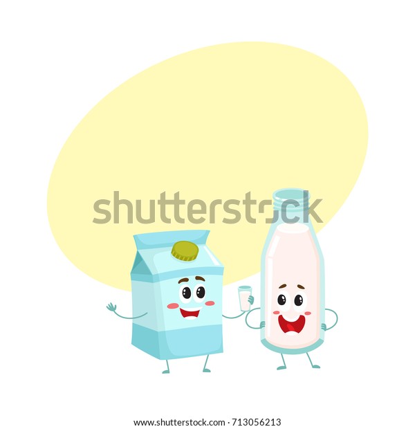 Funny Milk Characters Bottle Carton Box Stock Vector (Royalty Free ...