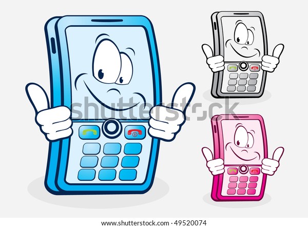 Funny Mobile Telephone Vector Illustration Stock Vector (Royalty Free ...