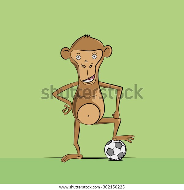 Funny Monkey Soccer Player Cartoon Character Stock Vector (Royalty Free ...