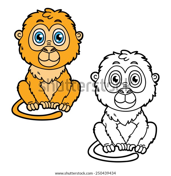 Funny Monkey Vector Illustration Coloring Page Stock Vector (Royalty ...