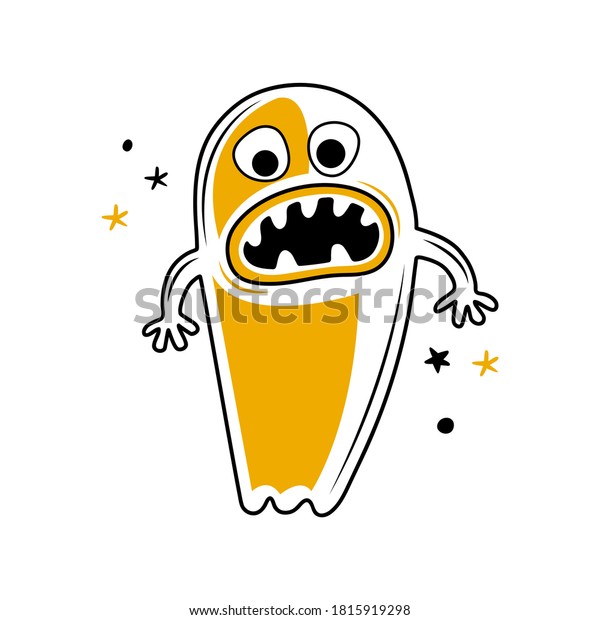 Funny Monster Ghost Horrible Jaws Teeth Stock Vector (Royalty Free ...