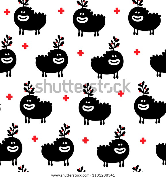 Funny Monster Red Berries On Head Stock Vector (Royalty Free ...