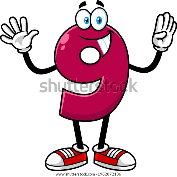Funny Number Nine 9 Cartoon Character: เวกเตอร์สต็อก (ปลอดค่าลิขสิทธิ์ ...