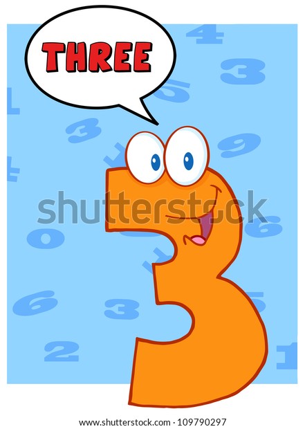 Funny Number Three Cartoon Character Speech Stock Vector (Royalty Free ...