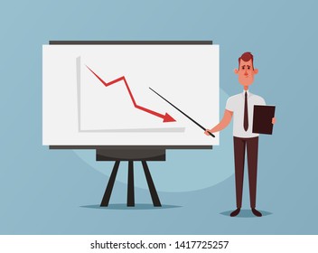Vektor Stok Sad Office Worker Making Presentation Vector (Tanpa Royalti ...