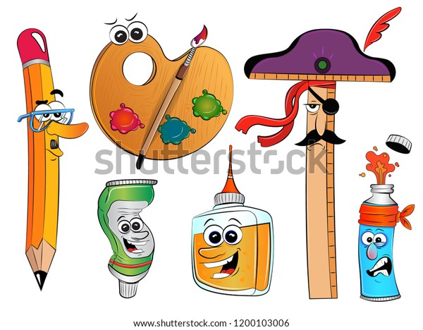 Funny Oil Paint Brush Characters Stock Vector (Royalty Free) 1200103006