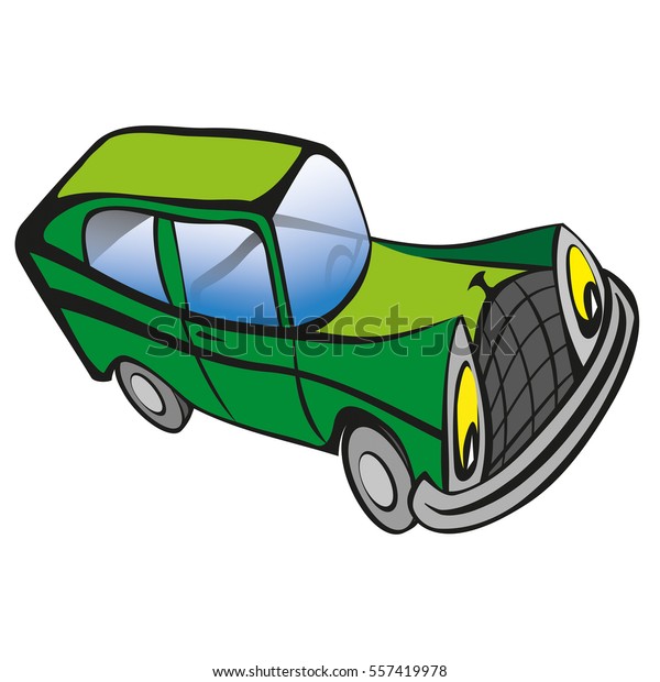 Funny Old Car Cartoon Vector Illustration Stock Vector (Royalty Free ...