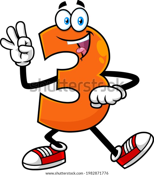 Funny Orange Number Three 3 Cartoon Stock Vector (Royalty Free ...