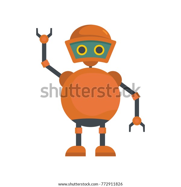 Funny Orange Robot Vector Illustration Cartoon Stock Vector (Royalty ...