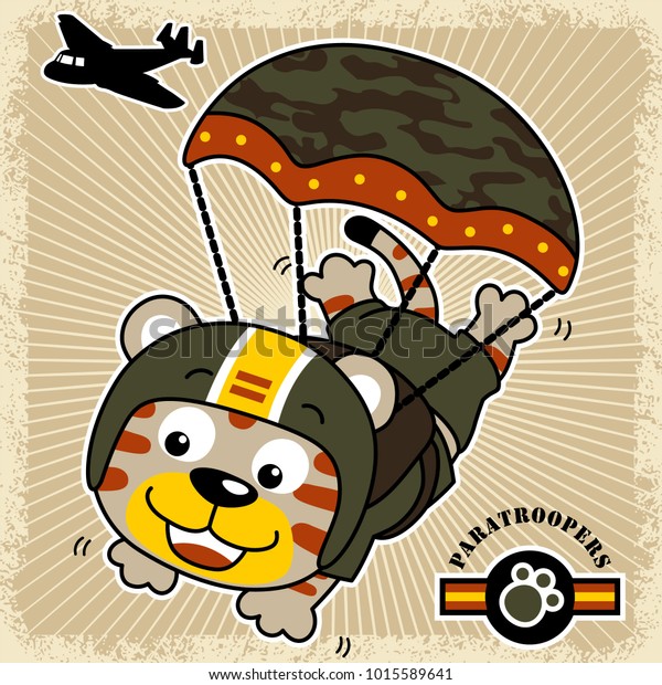 Funny Paratrooper Cartoon Vector Illustration: เวกเตอร์สต็อก (ปลอดค่า ...