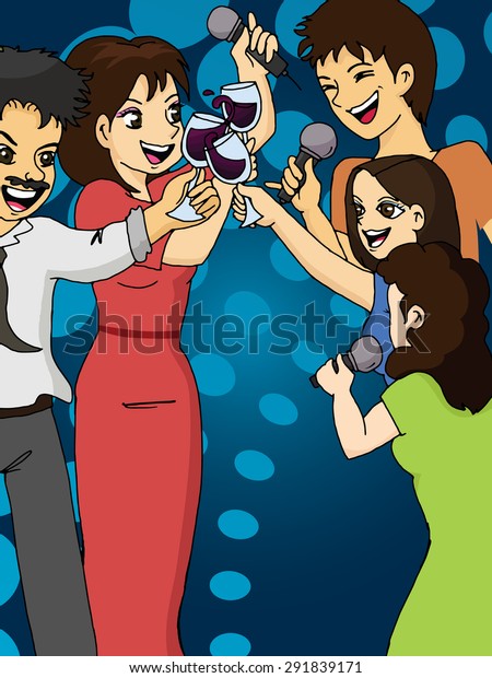 Funny Party Friendship Cartoon Vector Stock Vector (Royalty Free ...