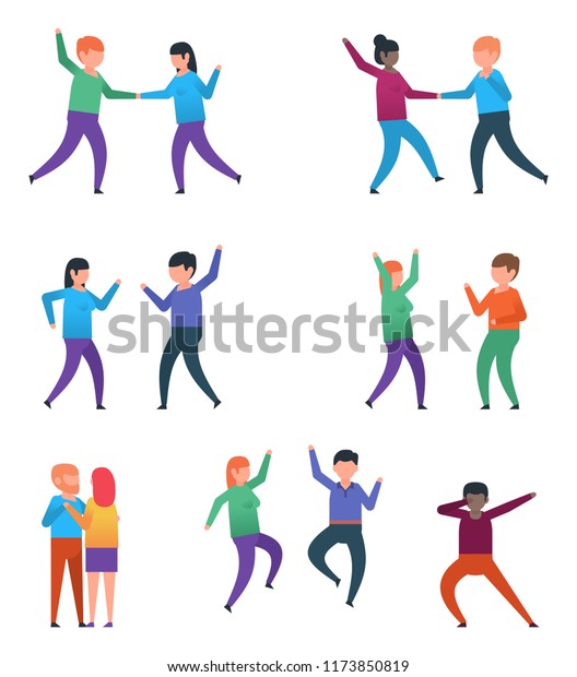 Funny People Characters Dancing Set People Stock Vector (Royalty Free ...
