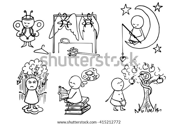 Funny People Icons Doodle Vector Set Stock Vector (Royalty Free ...