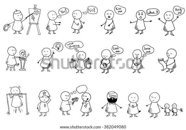 Funny people icons. Vector big set.