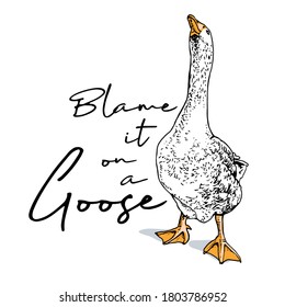 Funny Goose Knife Long Neck Peace Stock Vector (Royalty Free) 1803838933