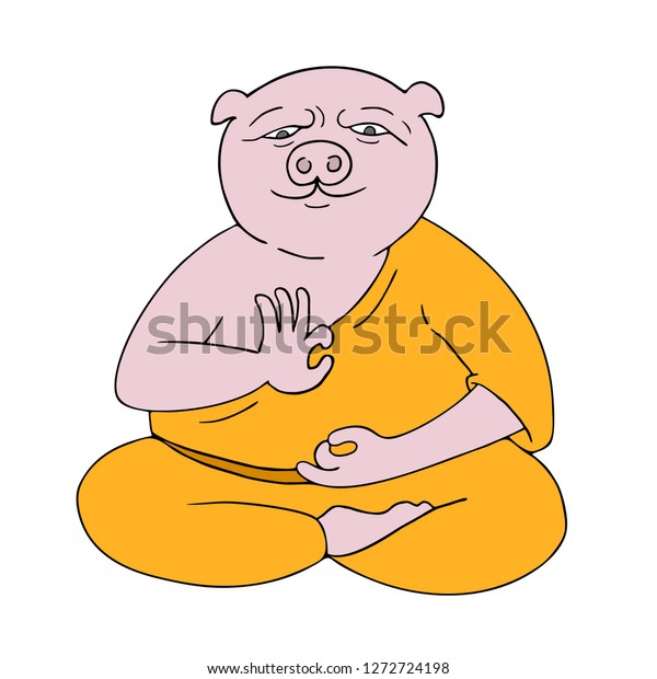 Funny Pig Meditating Stock Vector (Royalty Free) 1272724198 | Shutterstock