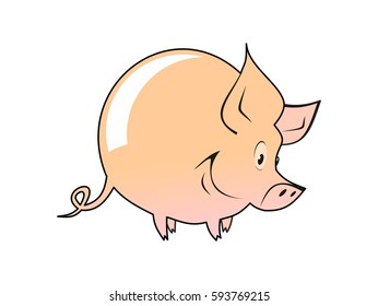 Funny Pig Round Isolated Stock Vector (Royalty Free) 593769215 ...