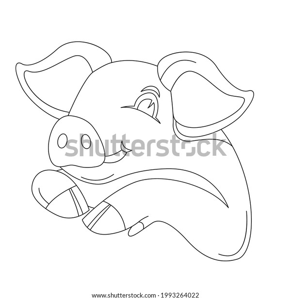 Funny Pig Vector Illustration Lining Draw: เวกเตอร์สต็อก (ปลอดค่า ...