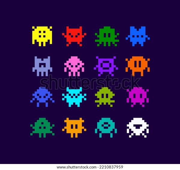 Funny Pixel Monsters Vector Collection Abstrcat Stock Vector (Royalty ...