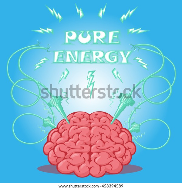 Funny Poster Brain Electrodes Energized Text Stock Vector (Royalty Free ...
