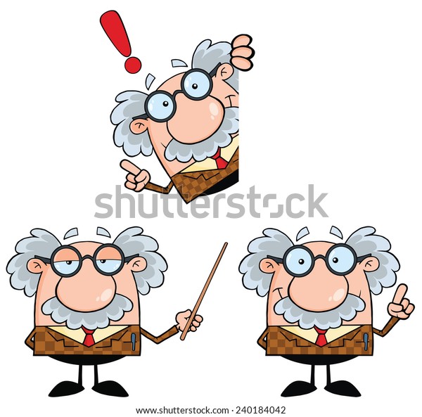 Funny Professor Cartoon Character Vector Collection Stock Vector ...