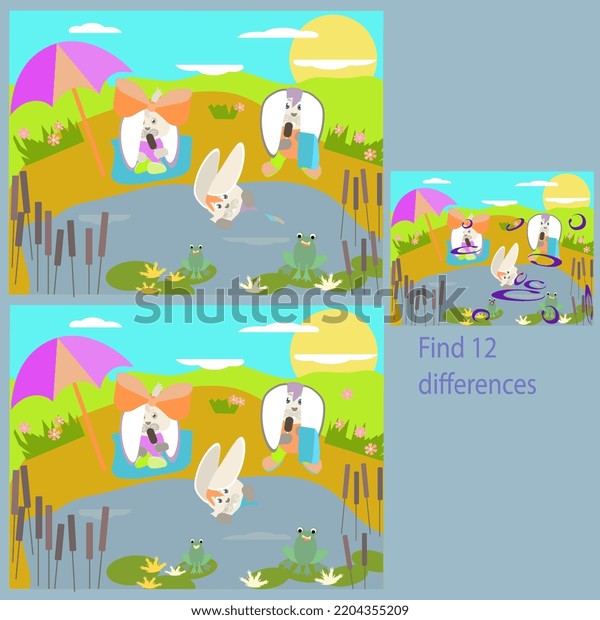 Funny Rabbits On Grass Rebus Children Stock Vector (Royalty Free ...