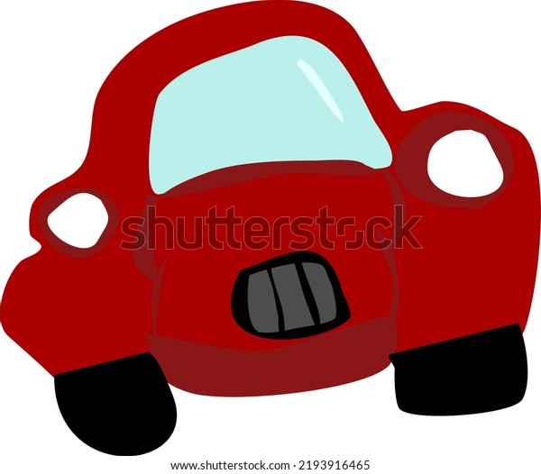 Funny Red Car Isolated Auto Vector Stock Vector (Royalty Free ...