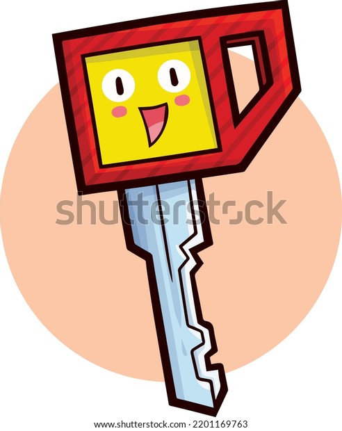 Funny Red Yellow Key Mascot Cartoon Stock Vector (Royalty Free ...