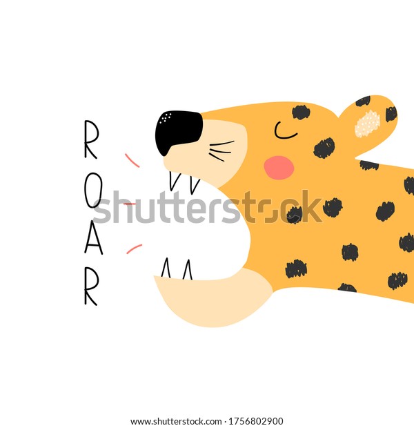 Funny Roaring Leopard Trendy Graphic Vector Stock Vector (Royalty Free ...