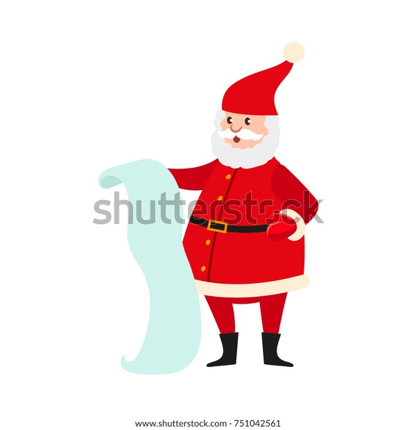 Funny Santa Claus Studying Long List Stock Vector (Royalty Free ...