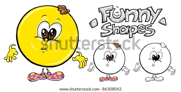 Funny Shapes Circle Cartoon Mascot Stock Vector (Royalty Free) 86308042