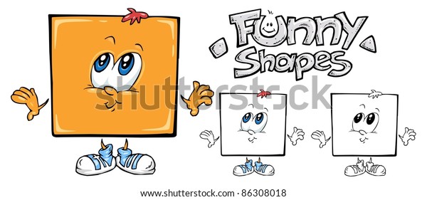 Funny Shapes Square Cartoon Mascot Stock Vector (Royalty Free) 86308018 ...