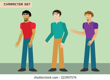 Vektor Stok Funny Sharp Cartoon Illustration Young People (Tanpa ...