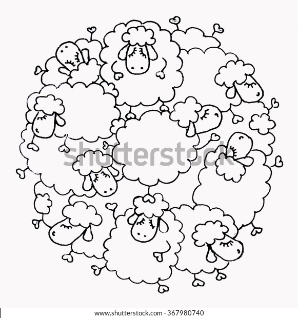 Funny Sheep Circle Illustration Design Stock Vector (Royalty Free ...