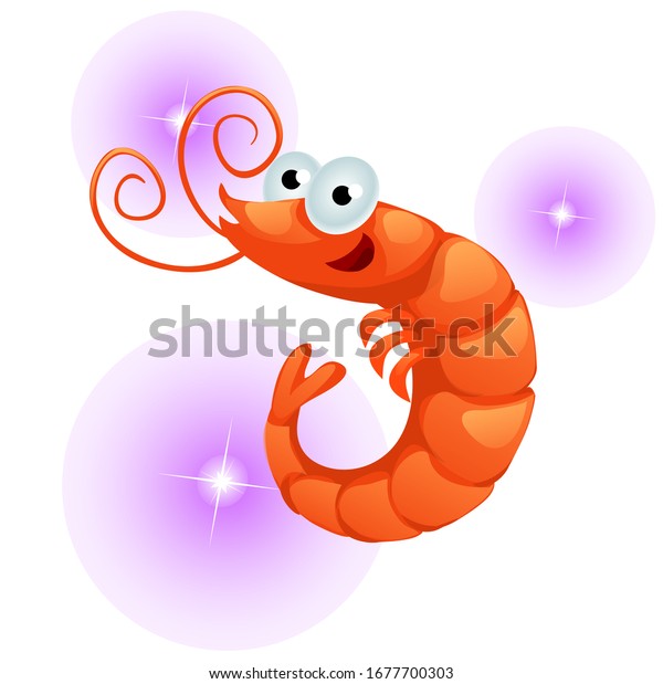 Funny Shrimp Isolated On White Background Stock Vector (Royalty Free ...