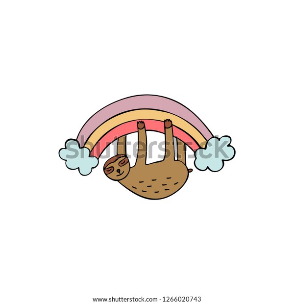Funny Sloth Rainbow Colorful Vector Illustration Stock Vector (Royalty ...