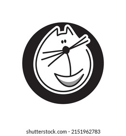 Funny Smiling Cat Head Line Drawing Stock Vector (Royalty Free ...