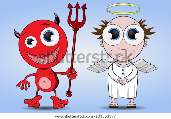 Funny Smiling Devil Angel Cartoon Characters 库存矢量图（免版税）183553397 ...