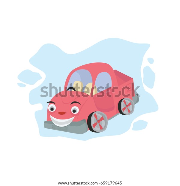 Funny Smiling Red Car Cartoon Vector Stock Vector (Royalty Free ...