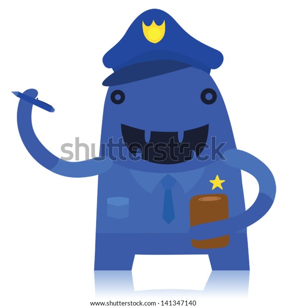 Funny Smiling Traffic Cop Monster Character Stock Vector (Royalty Free ...