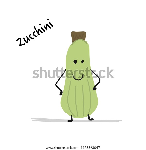 Funny Smiling Zucchini Character Your Design Stock Vector (Royalty Free ...