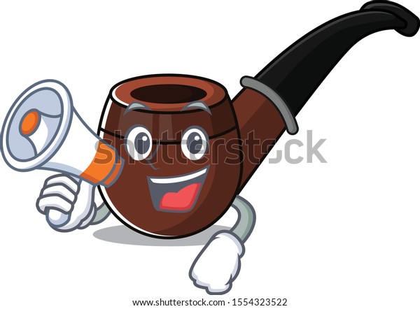 Funny Smoke Pipe Holding Megaphone Cartoon Stock Vector (Royalty Free ...
