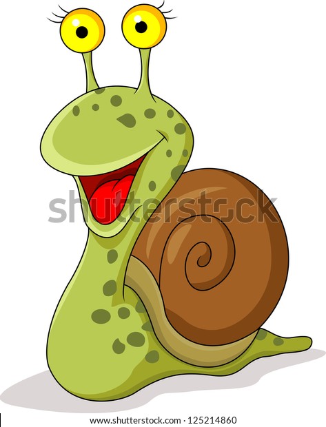 Image vectorielle de stock de Dessin humoristique d'escargot 125214860