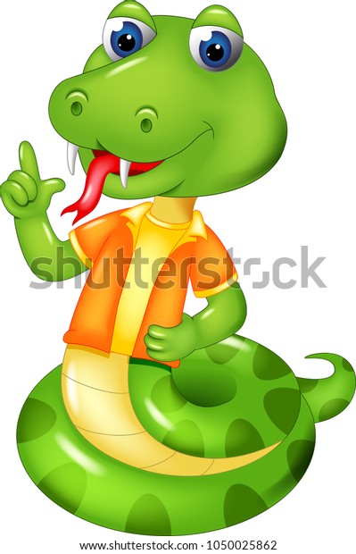 Funny Snake Cartoon Posing Smile Pointing Stock Vector (Royalty Free ...