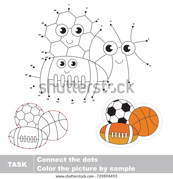 Funny Sport Balls Dot Dot Educational Stock Vector (Royalty Free) 729894493