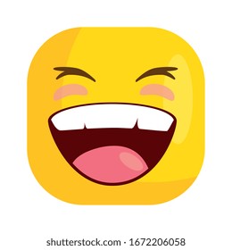 Funny Square Emoticon Smiling Isolated Icon Stock Vector (Royalty Free ...